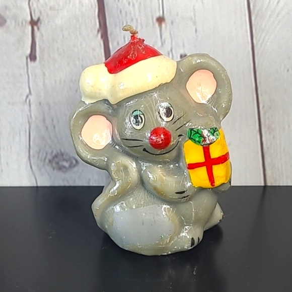 Vintage | Holiday | Vintage 7s Chritstmas Xmas Gray Santa Mouse Candle ...
